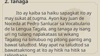 Mga tulang lumaganap noong unang panahon | PPTX