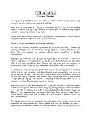 Tulalang: Epiko ng mga Manobo | DOCX