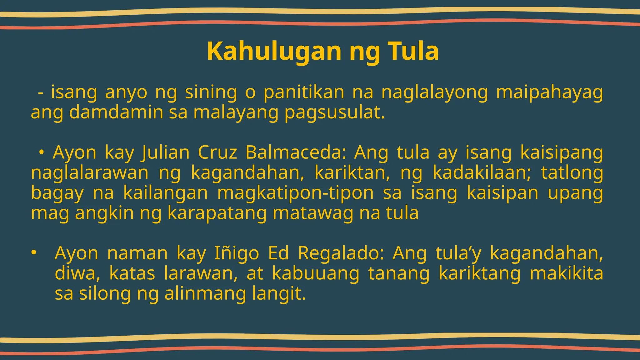 Kahulugan at mga katangian ng isang tula | PPTX