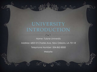 Tulane university | PPT