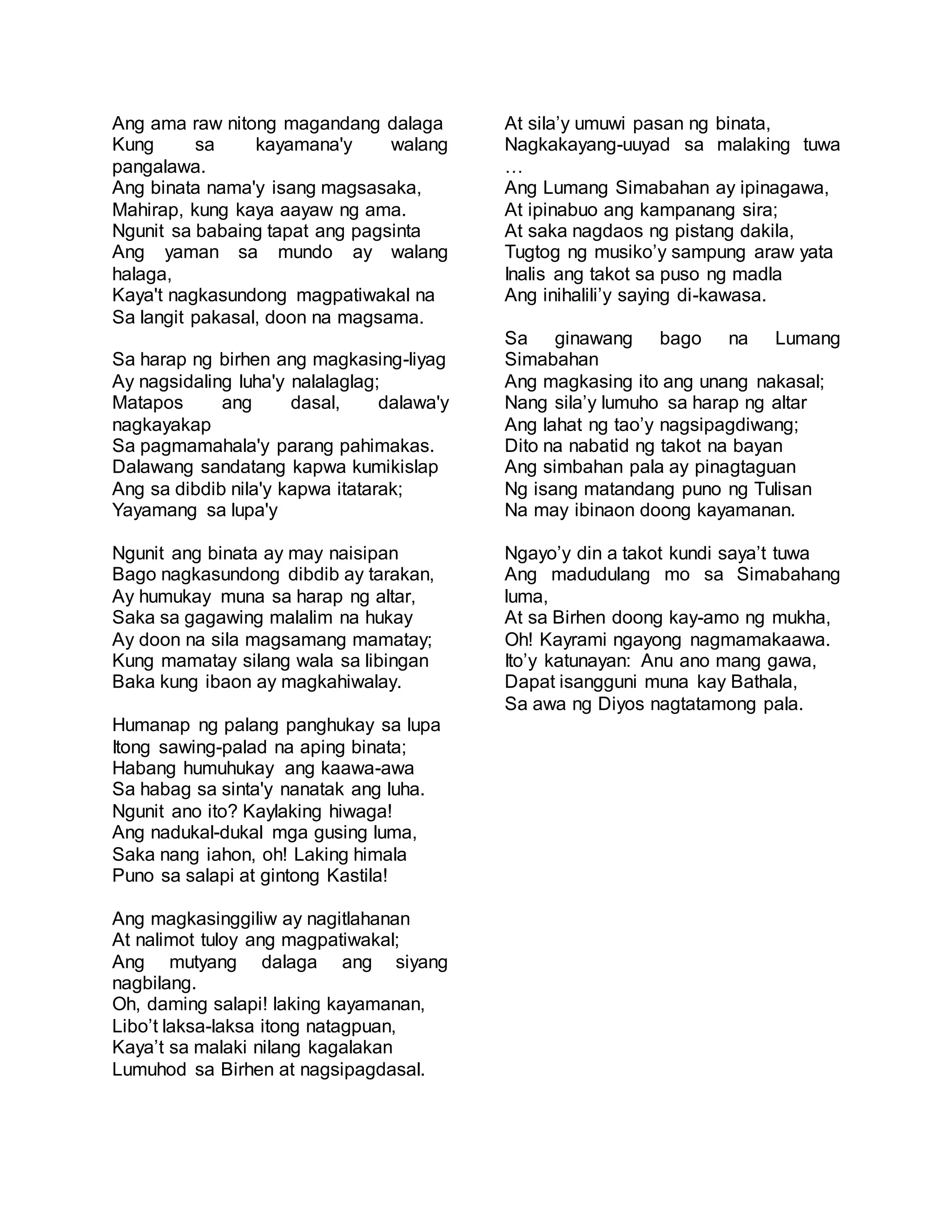 Tulang ang lumang simbahan ni florentino collantes | DOCX