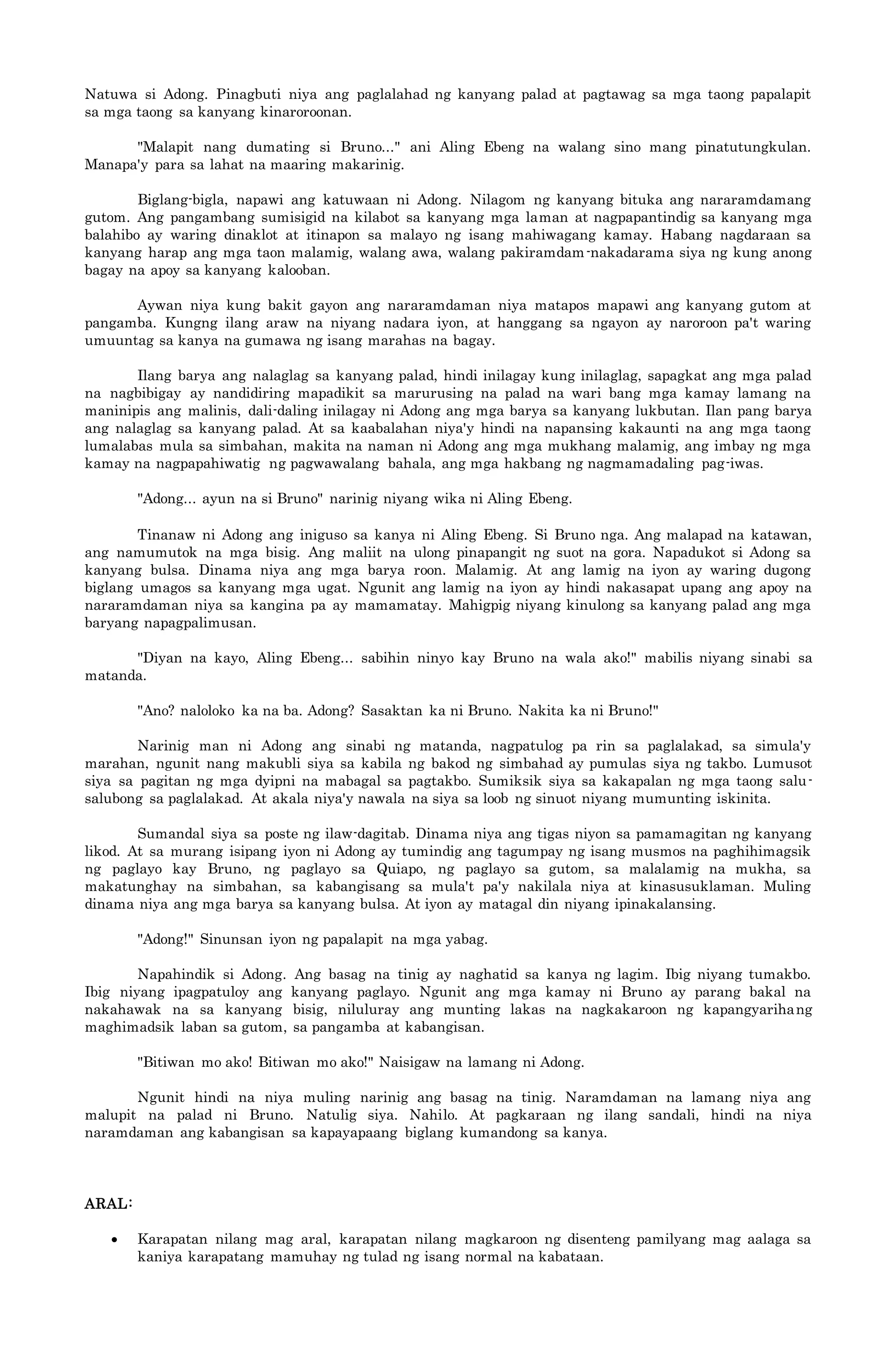 Tula, talumpati, maikling kwento, pabula, sanaysay | DOCX