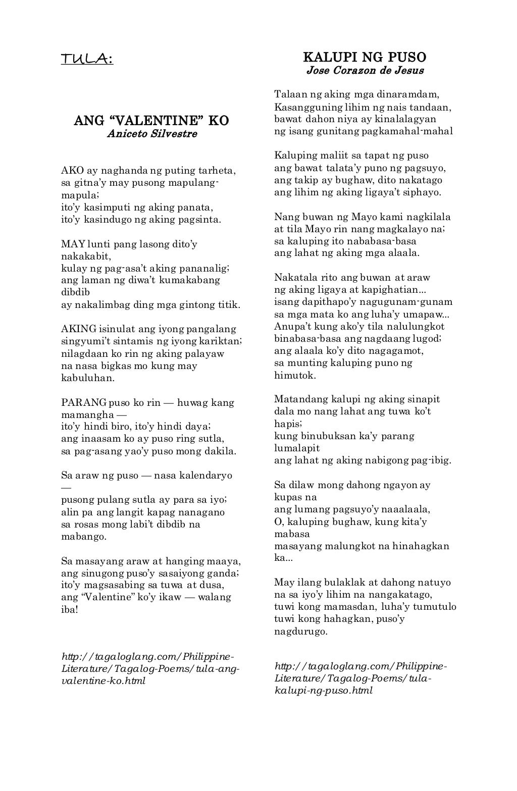 Tula Talumpati Maikling Kwento Pabula Sanaysay