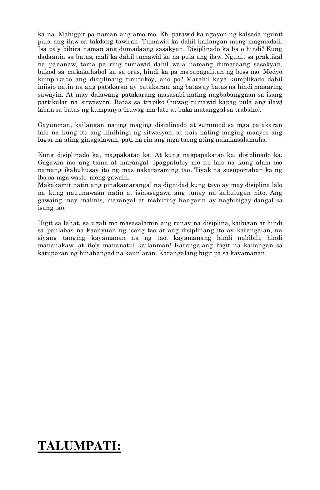 Tula Talumpati Maikling Kwento Pabula Sanaysay