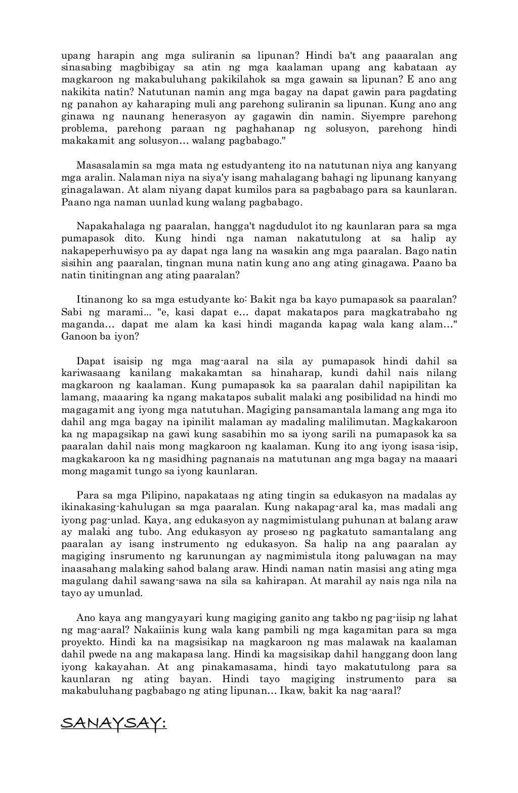 Tula Talumpati Maikling Kwento Pabula Sanaysay