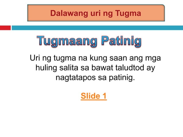 Tula, elemento at uri nito | PPTX