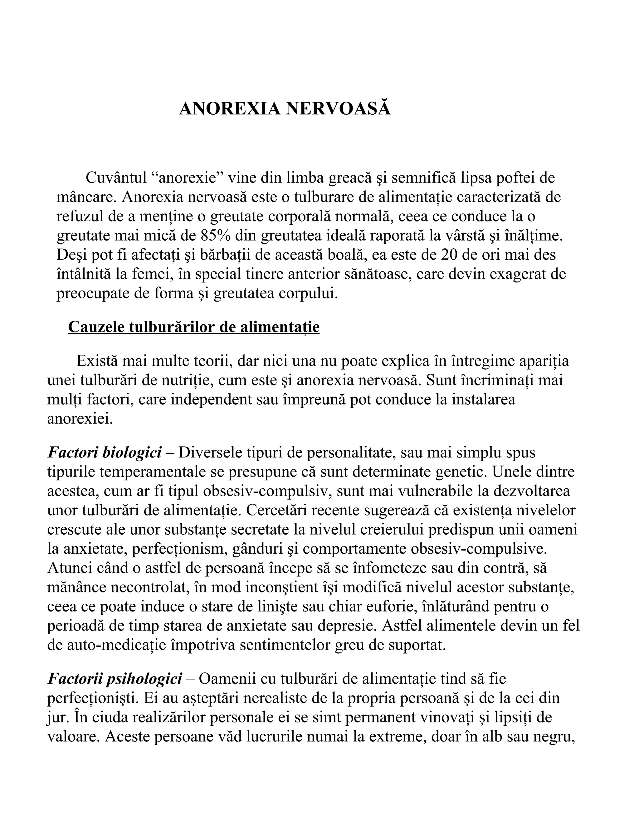 Tulburari de comportament alimentar | PDF