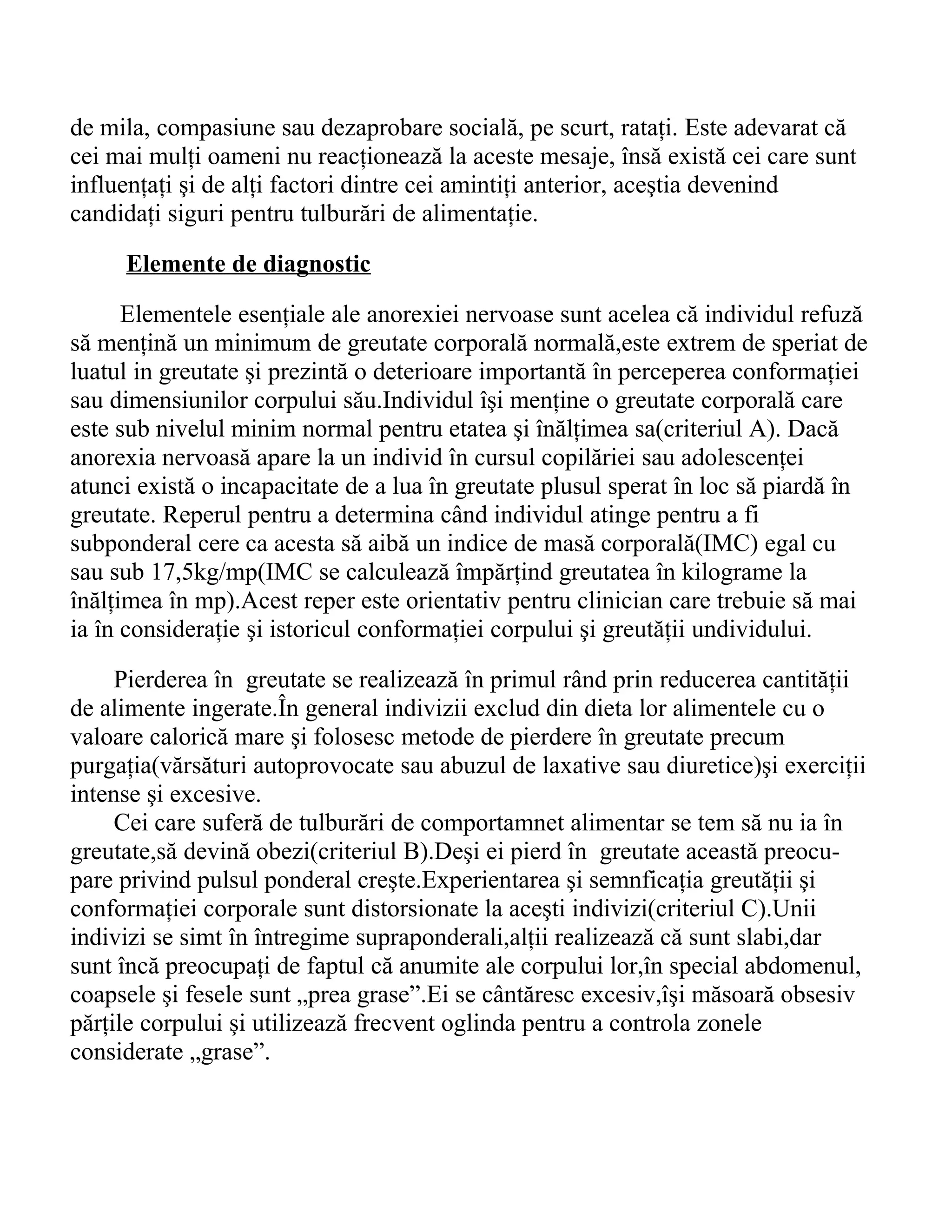 Tulburari de comportament alimentar | PDF