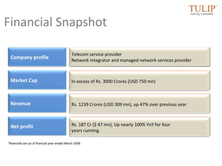 Tulip Telecom Internet Ppt | PPT