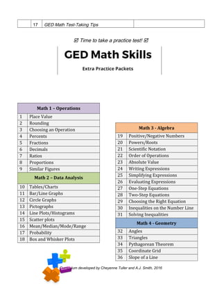 GED Math Presentation Handout 2017 | PDF