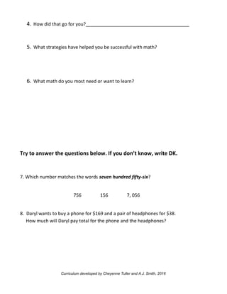 GED Math Presentation Handout 2017 | DOC