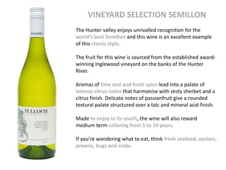 Tulloch Wines "Vineyard Selection" | PPTX | Alcoholic Beverages | Food ...