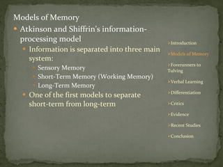 Tulving episodic semantic | PPT | Science