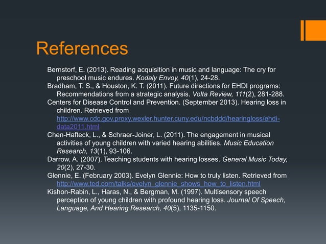 Music and Early Childhood Education for Deaf and Hard of Hearing ...