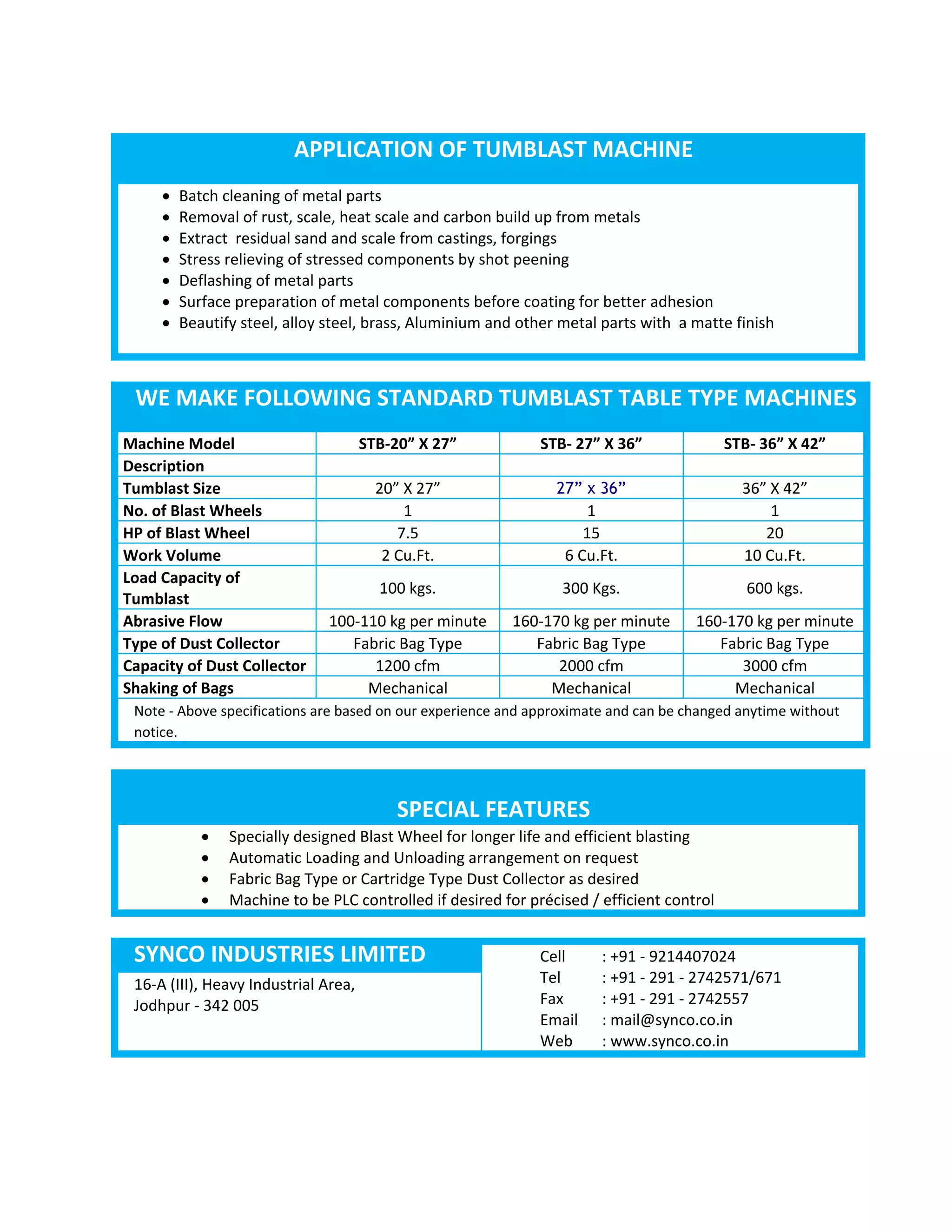 Tumblast machine | PDF