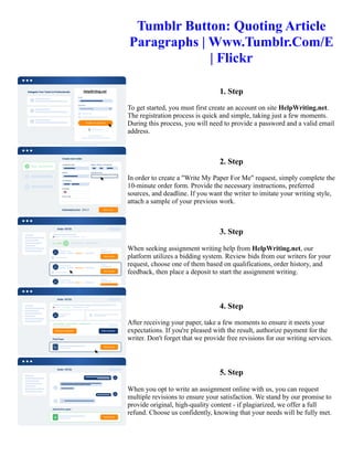 Tumblr Button Quoting Article Paragraphs Www.Tumblr.ComE Flickr | PDF