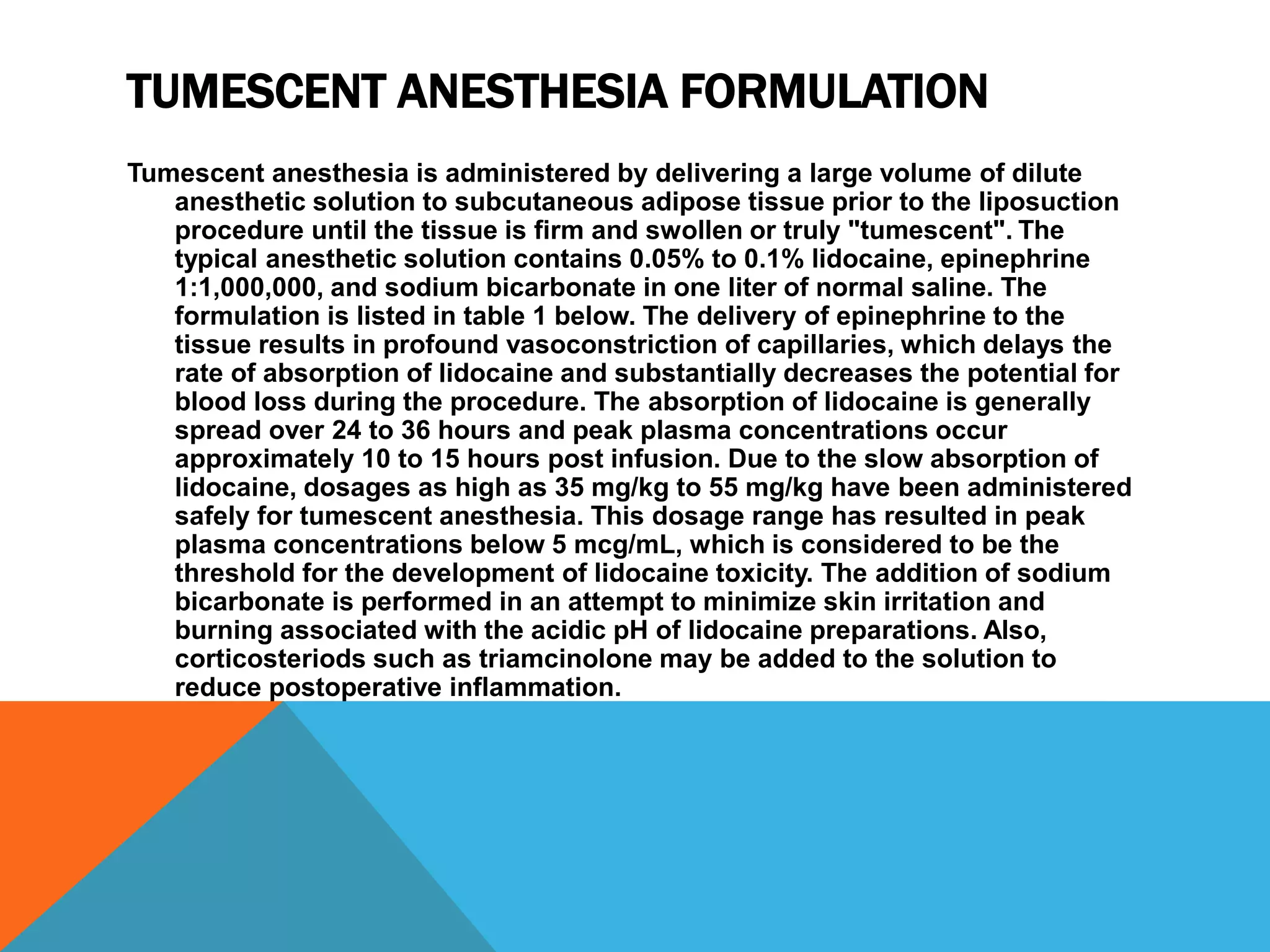Tumescent anesthesia | PPTX