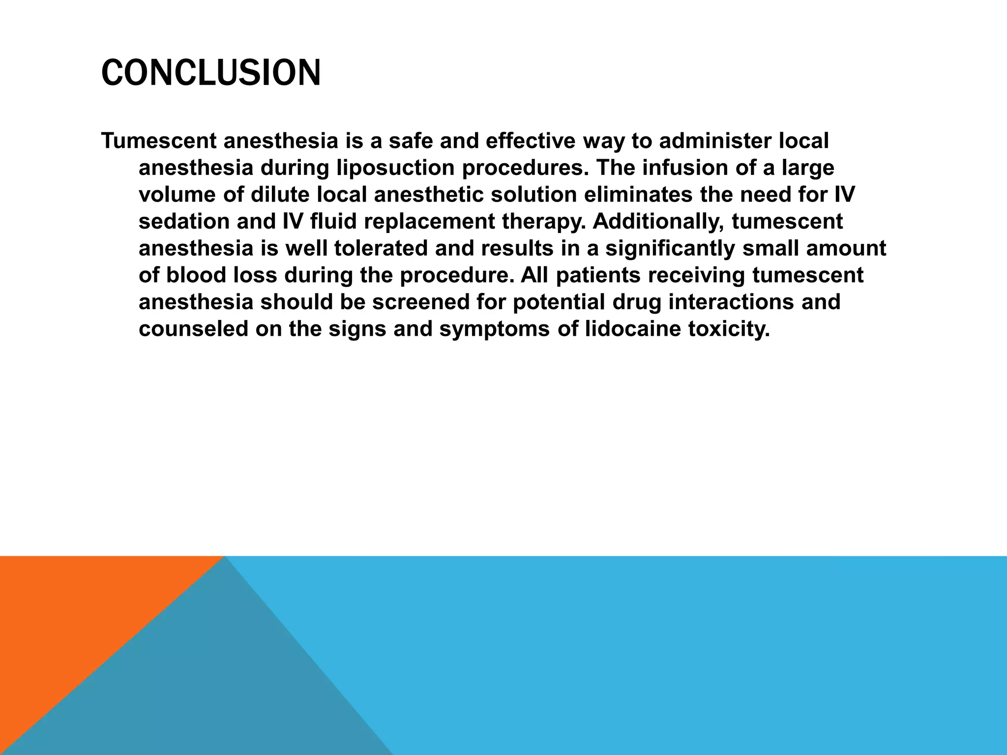 Tumescent anesthesia | PPTX