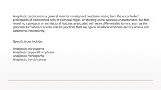Tumor Immunology and role of antigens in analysis of anaplastic tumors ...
