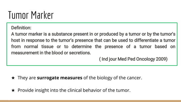 Tumor marker /Cancer Biomarkers (Updated) | PPTX | Cancer | Diseases ...
