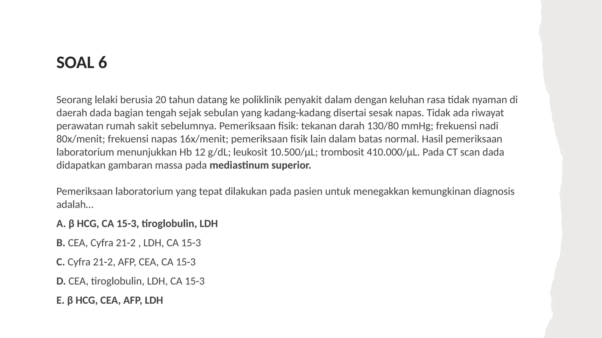 Tumor Mediastinum, Timoma soal.pptx yang biasa keluar | PPT