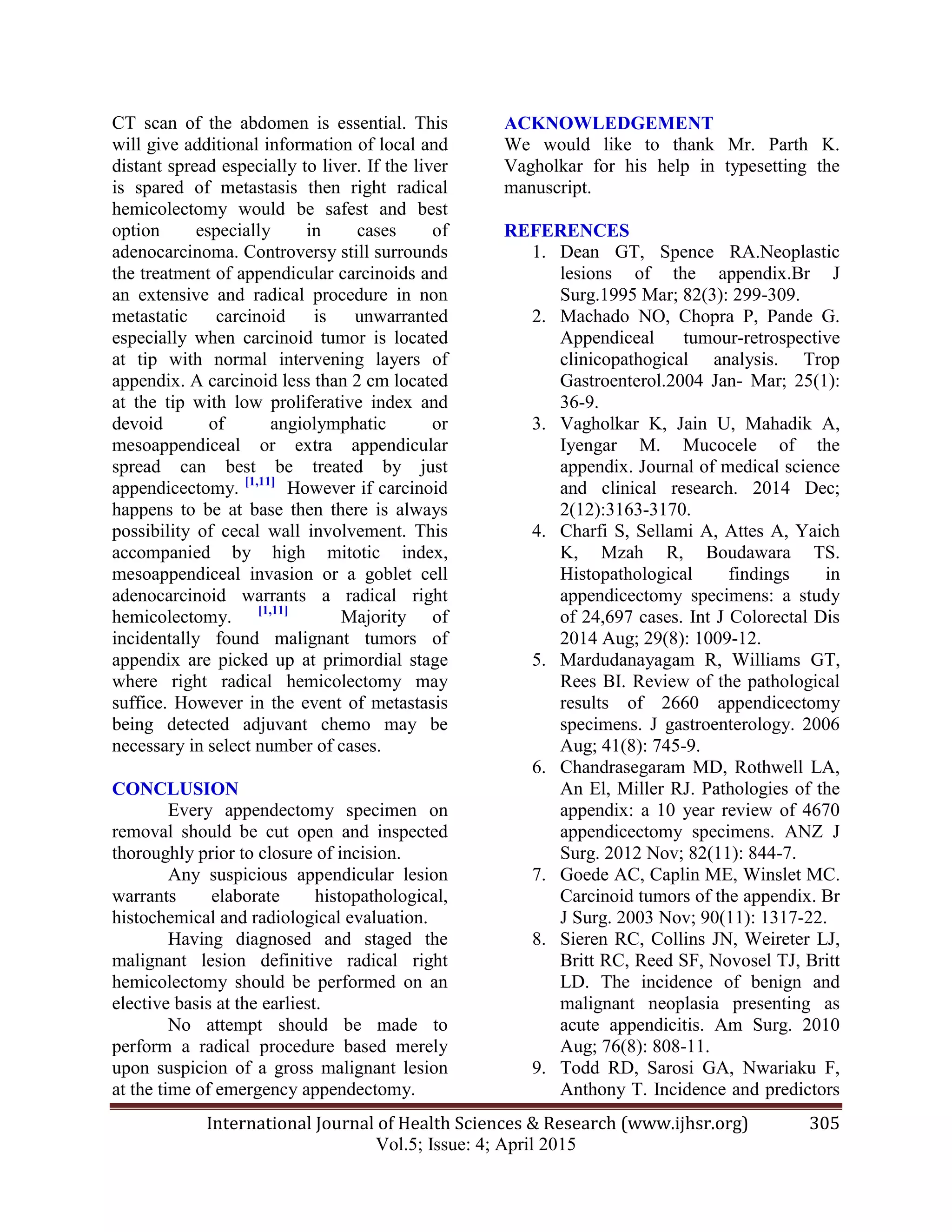 Tumors of the Appendix. | PDF