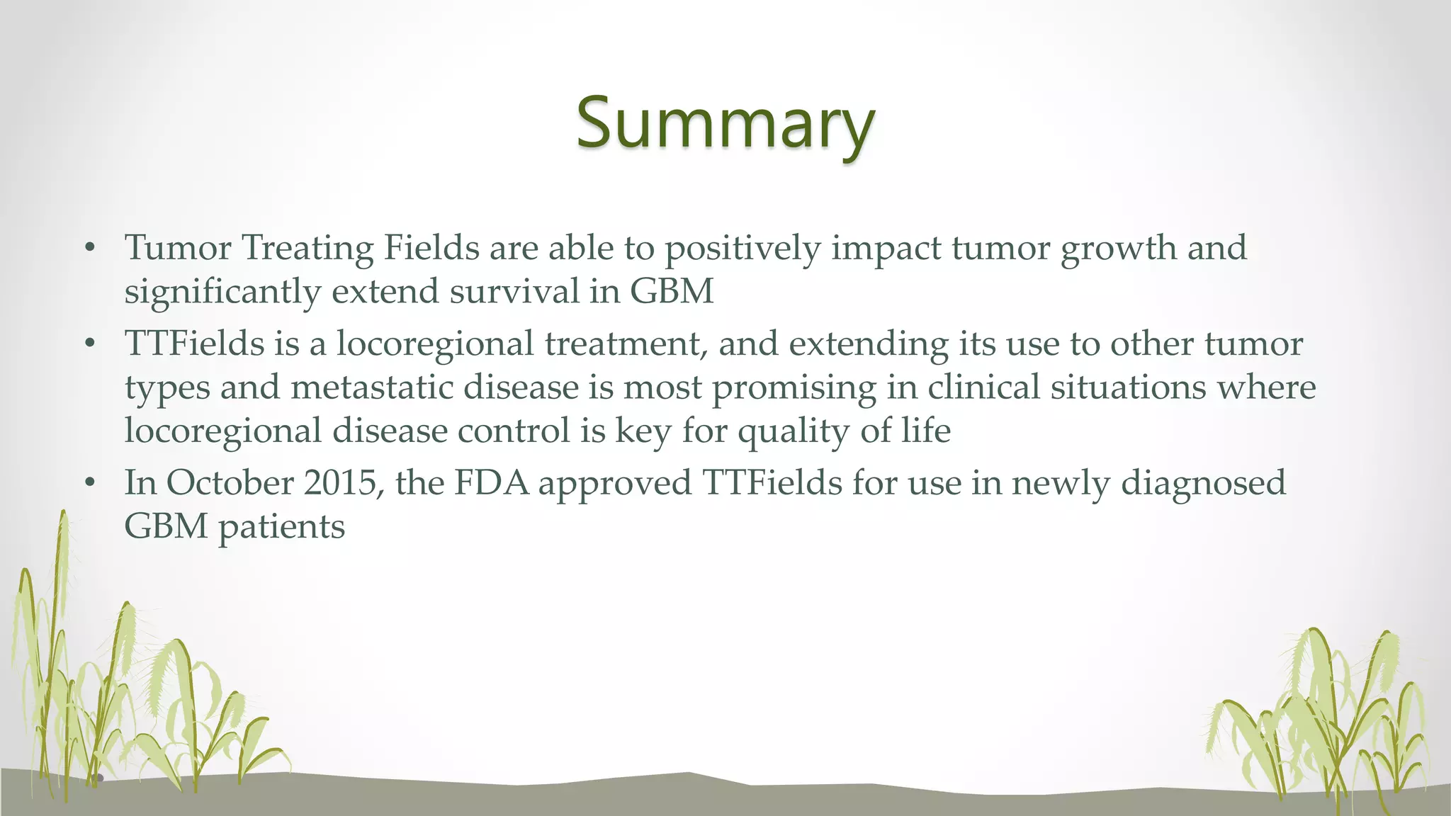 Tumor Treating Fields; Its Use in Brain Tumors | PPTX