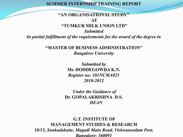 Organisational Study at TUMUL | PPT