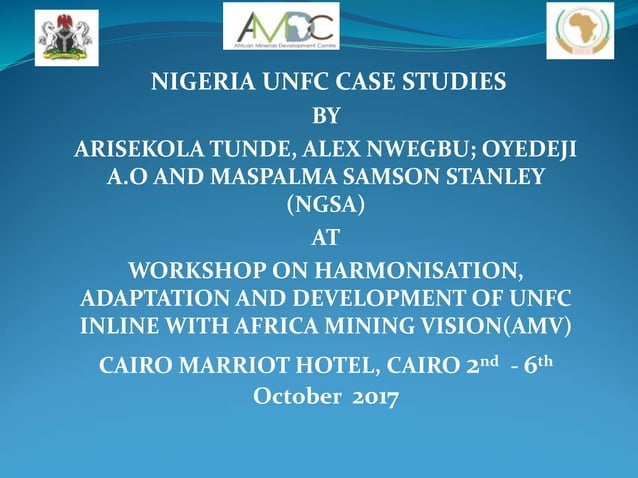 Application of UNFC in Nigeria: lessons learned, experiences and ...