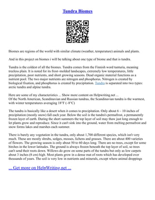 Tundra Biomes | PDF