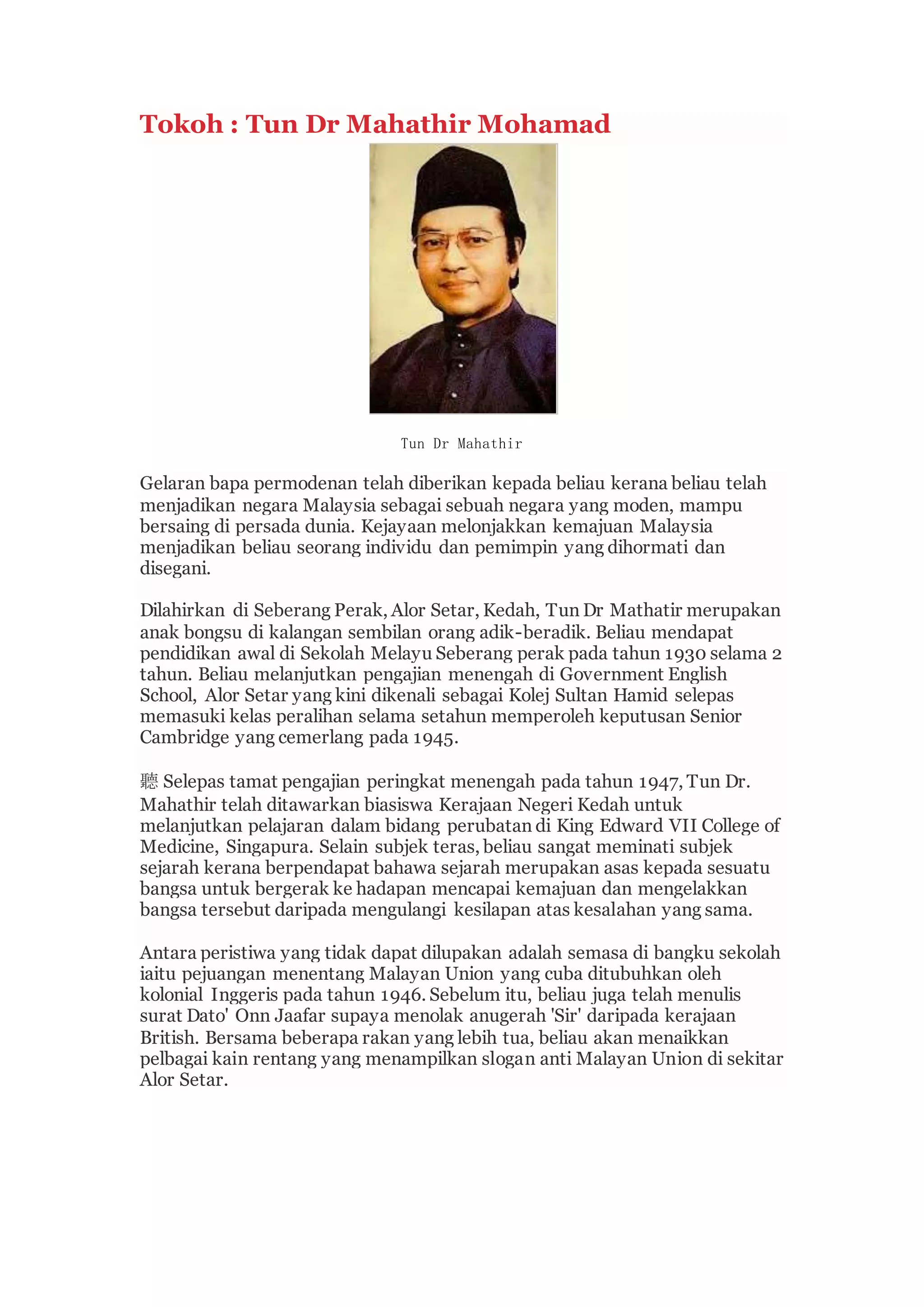 TOKOH: TUN DR MAHATHIR MOHAMAD | DOCX