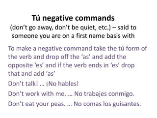Tú neg commands | PPT