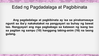 Tungkulin sa sarili sa panahon ng pagdadalaga o | PPTX
