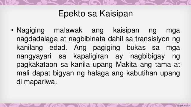Tungkulin sa sarili sa panahon ng pagdadalaga o Tungkulin sa sarili sa panahon ng pagdadalaga o
