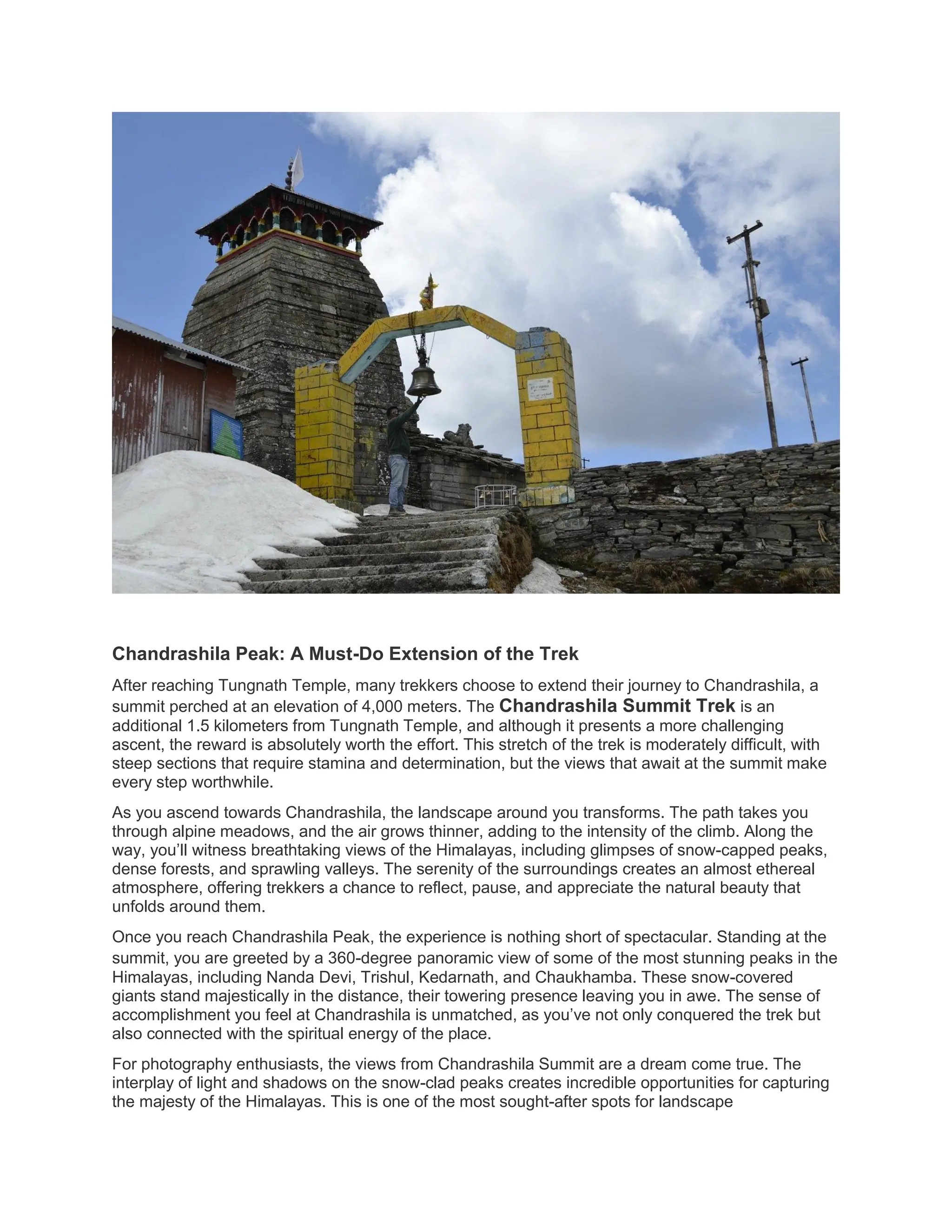 Tungnath Temple Trek: A Journey to the Highest Shiva Temple | PDF