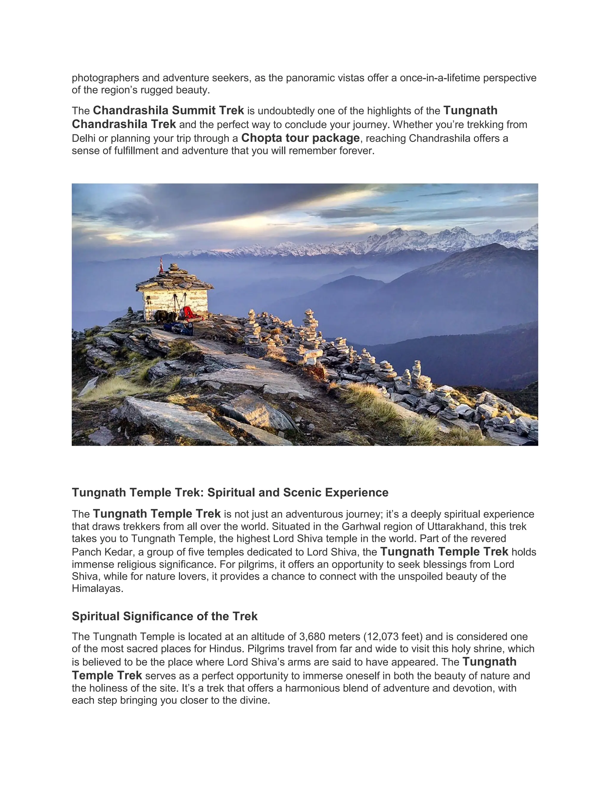 Tungnath Temple Trek: A Journey to the Highest Shiva Temple | PDF