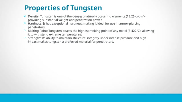 Tungsten Penetrator Technology in Military Ammunition | PPT