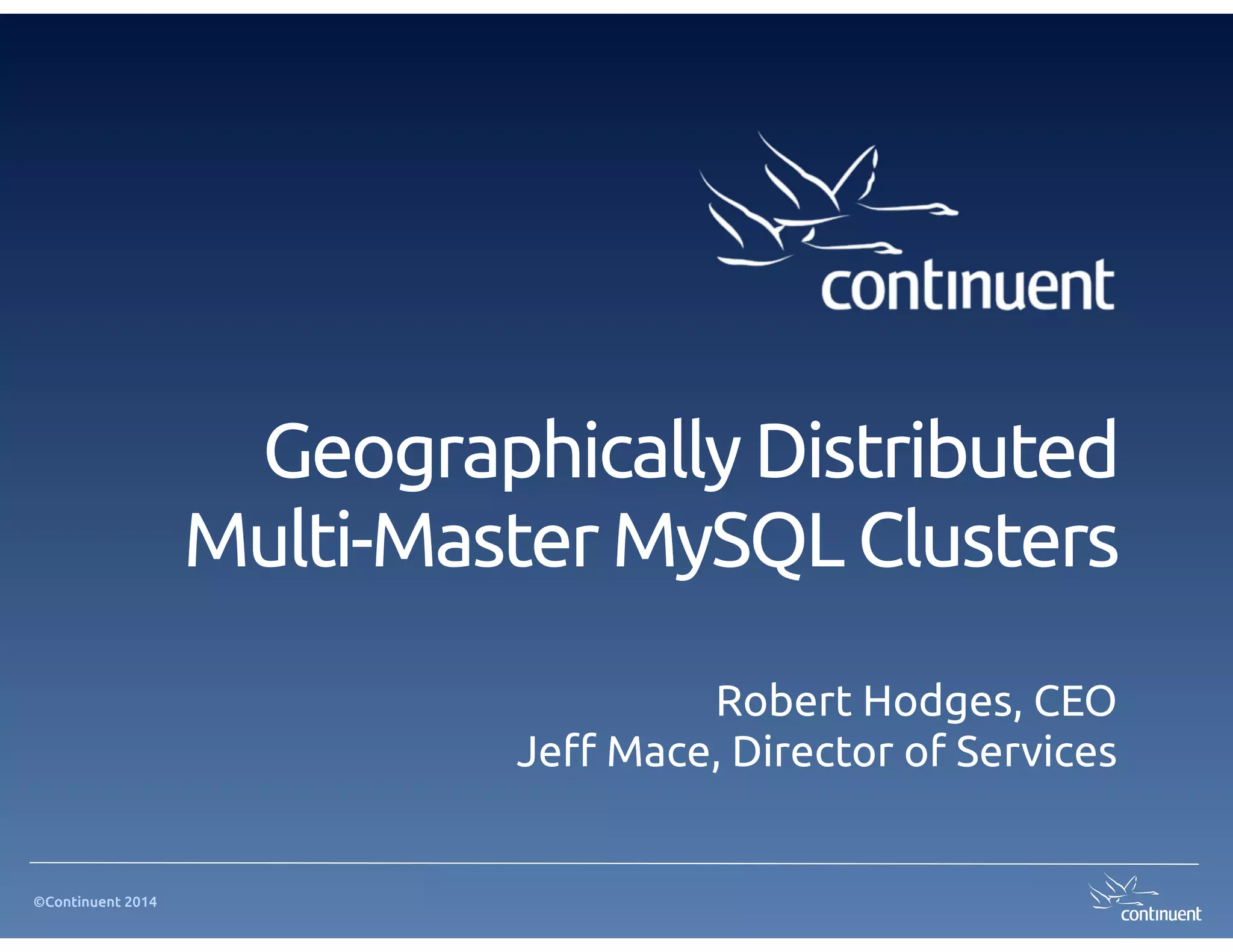 Geographically Distributed Multi-Master MySQL Clusters | PDF