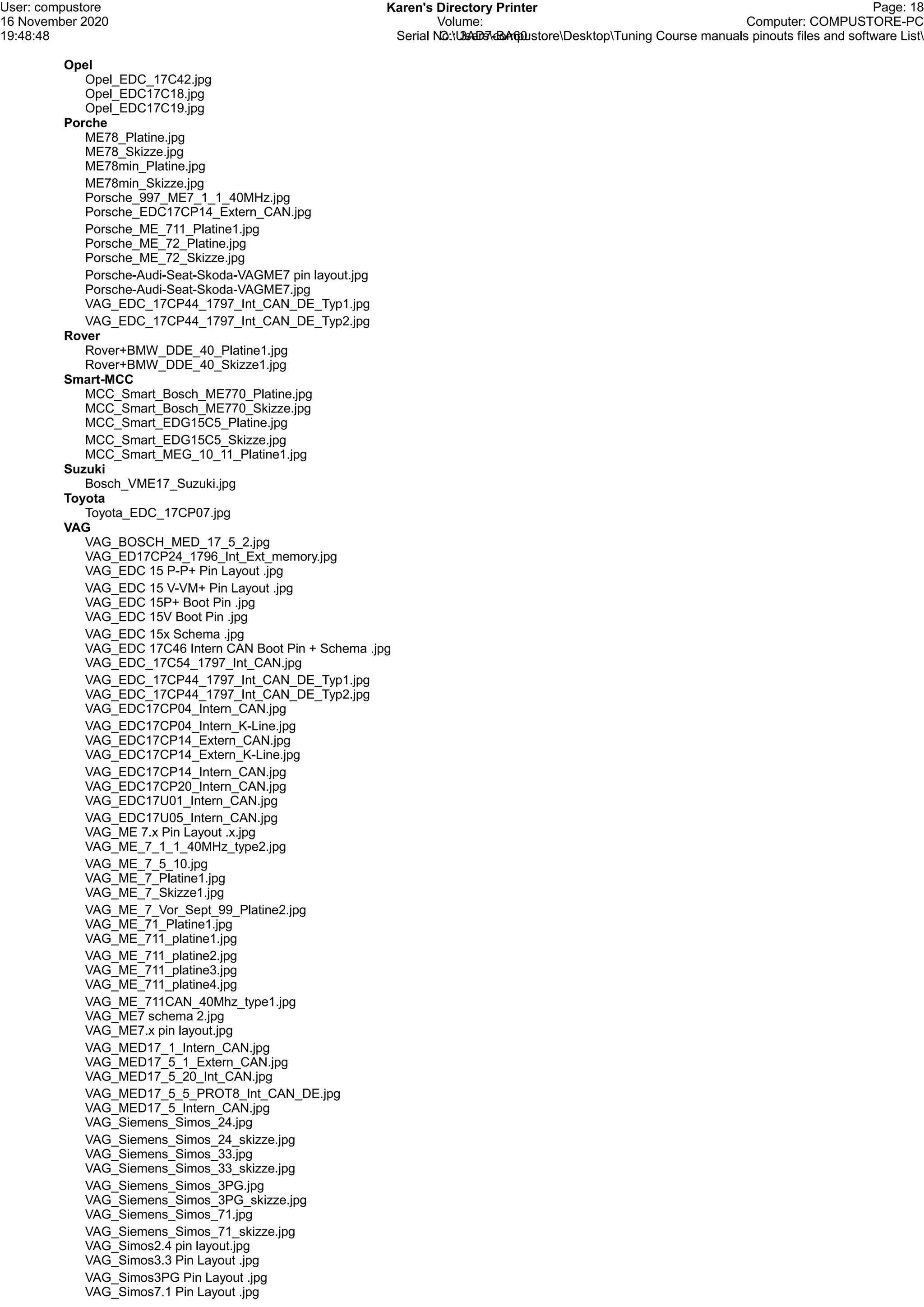 Tuning course manuals pinouts and database files list | PDF