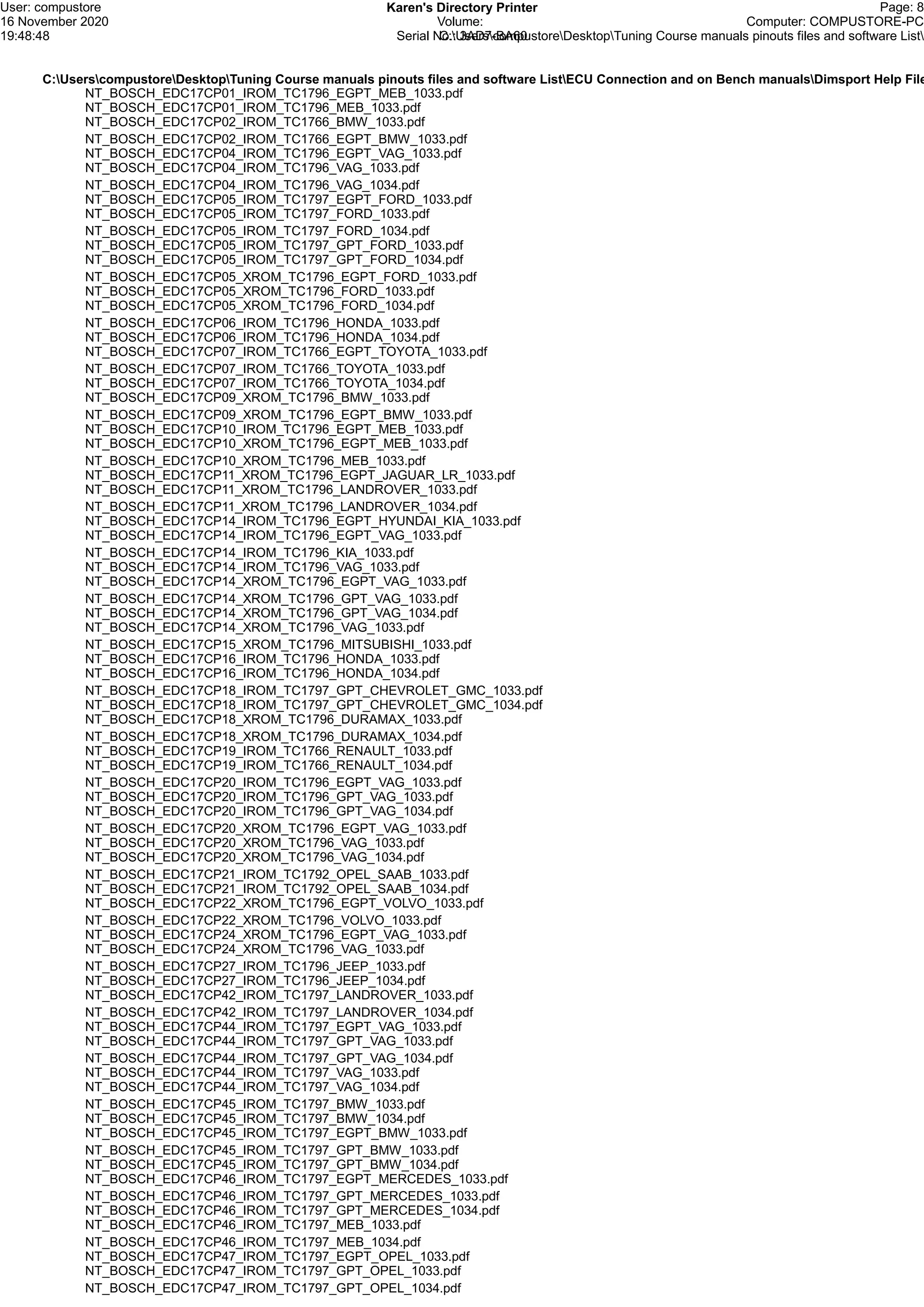 Tuning course manuals pinouts and database files list | PDF