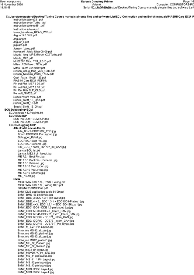 Tuning course manuals pinouts and database files list | PDF