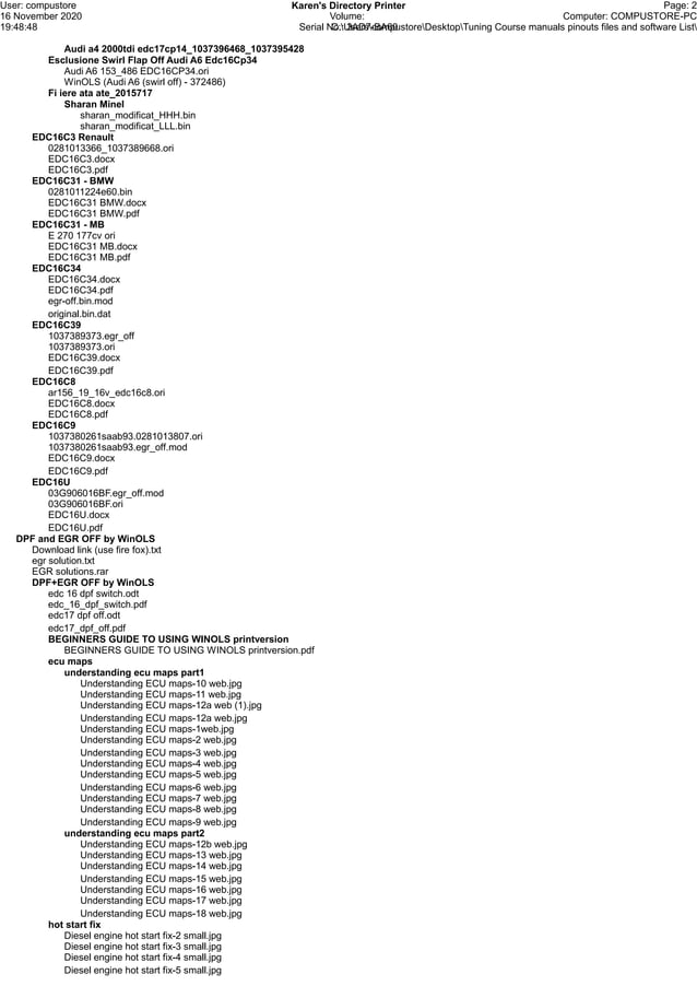Tuning course manuals pinouts and database files list | PDF