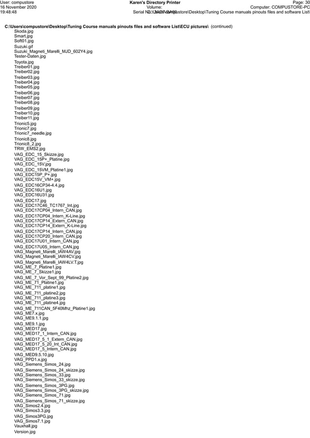 Tuning course manuals pinouts and database files list | PDF