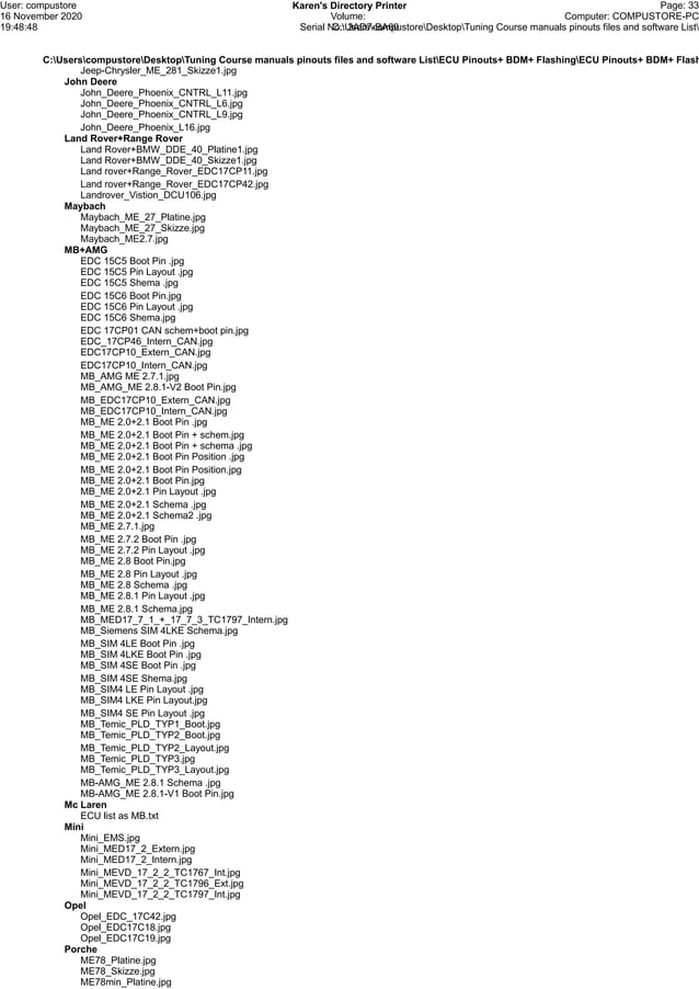 Tuning course manuals pinouts and database files list | PDF