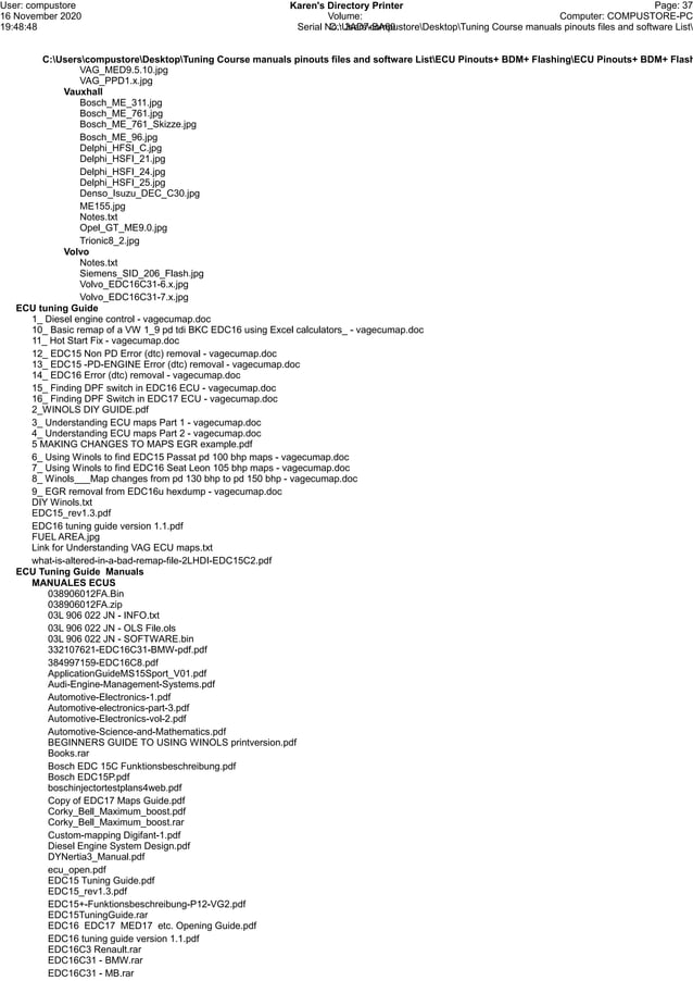 Tuning course manuals pinouts and database files list | PDF