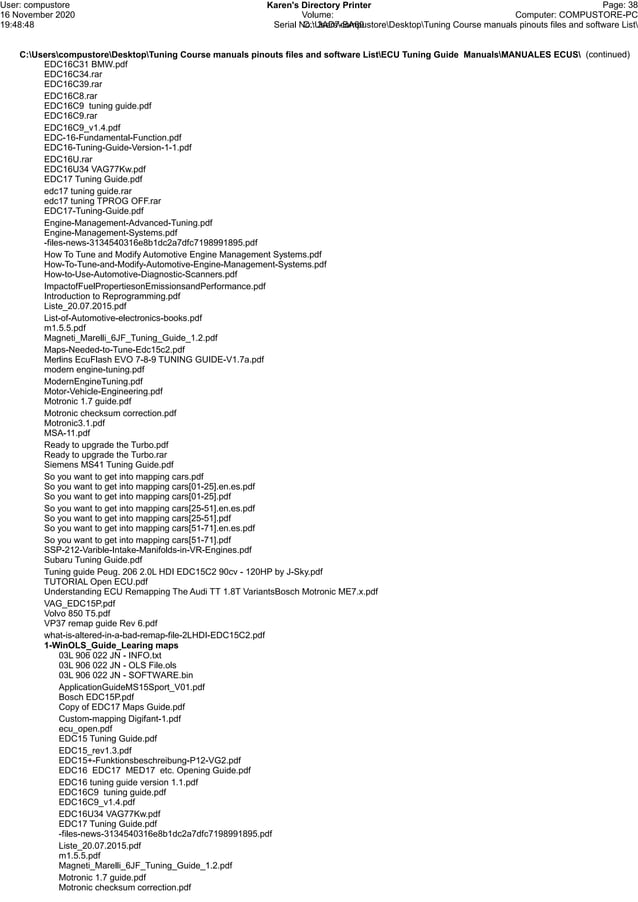 Tuning course manuals pinouts and database files list | PDF