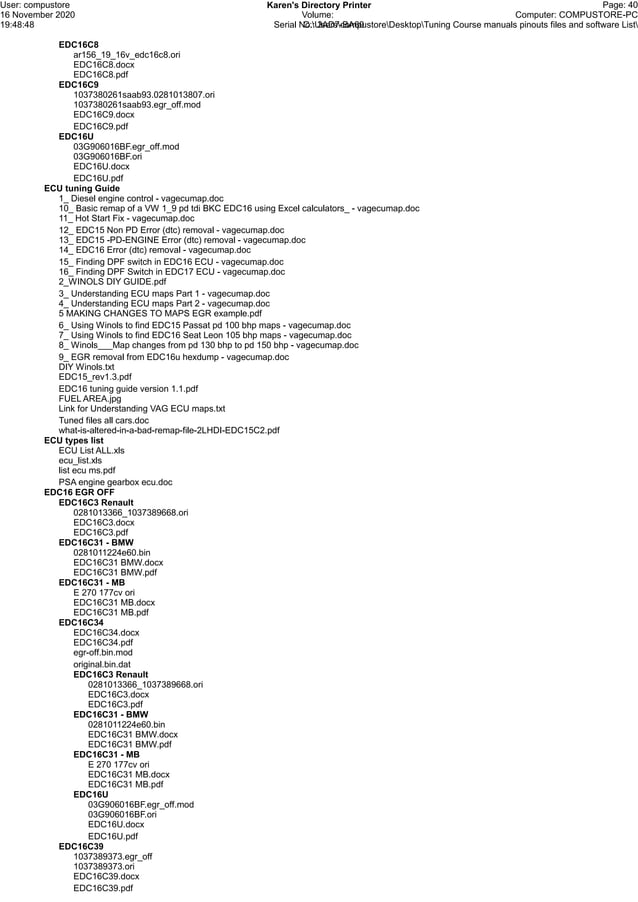 Tuning course manuals pinouts and database files list | PDF