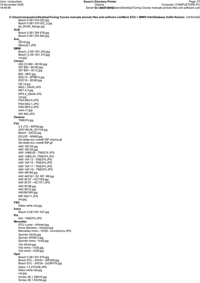 Tuning course manuals pinouts and database files list | PDF