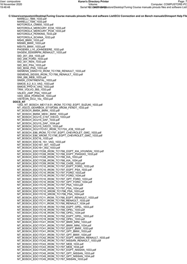 Tuning course manuals pinouts and database files list | PDF