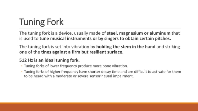 Tuning fork and tests | PPTX | Ear, Nose and Throat Conditions ...